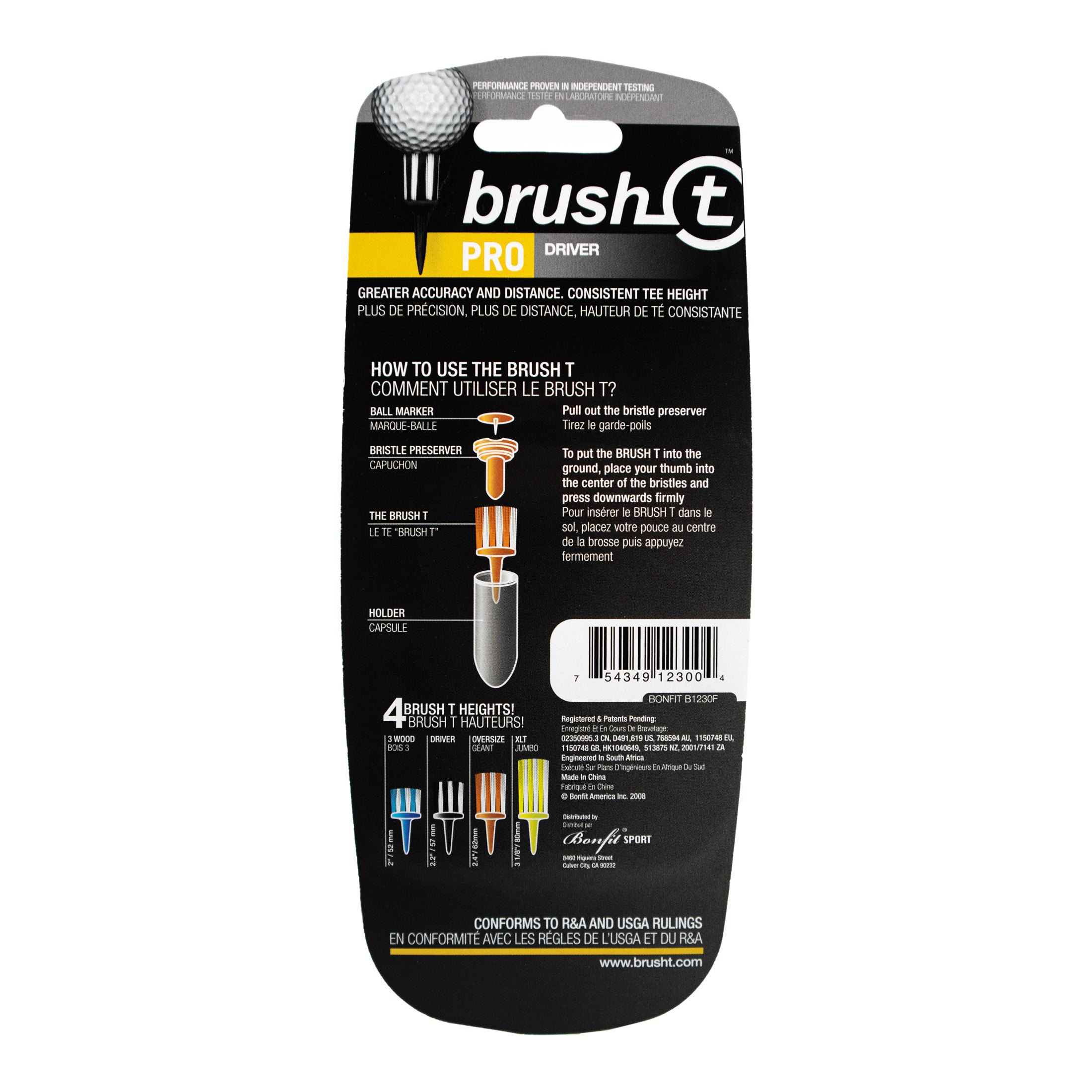 Driver, Premium Plastic Golf Tees, Black, (3 Pack) – brush-t